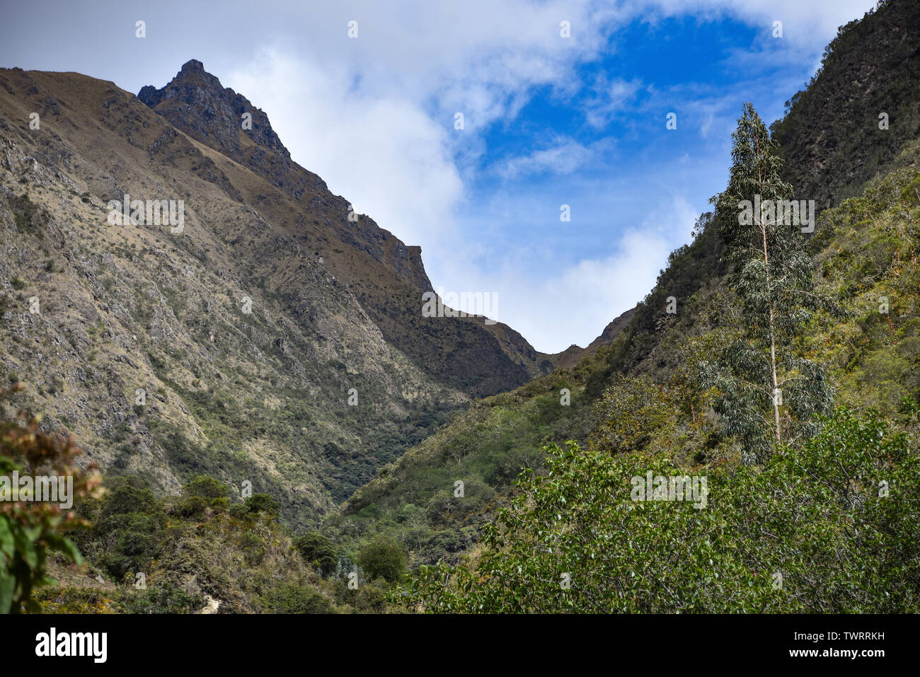 View up to Dead Woman's pass along the Inca Trail, Peru Stock Photo - Alamy