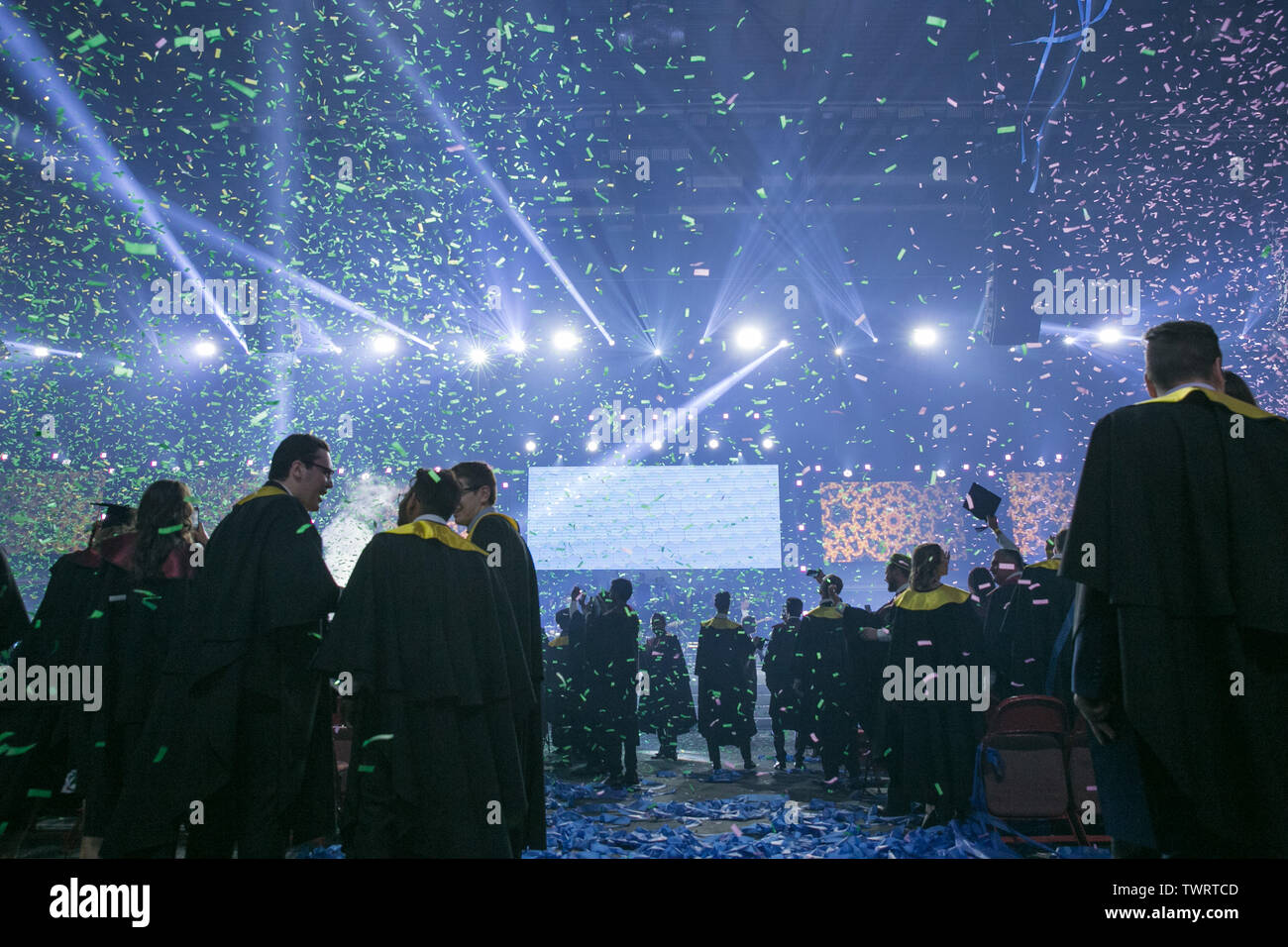 City Riga, Latvian republic. Graduation ceremony, young students ...