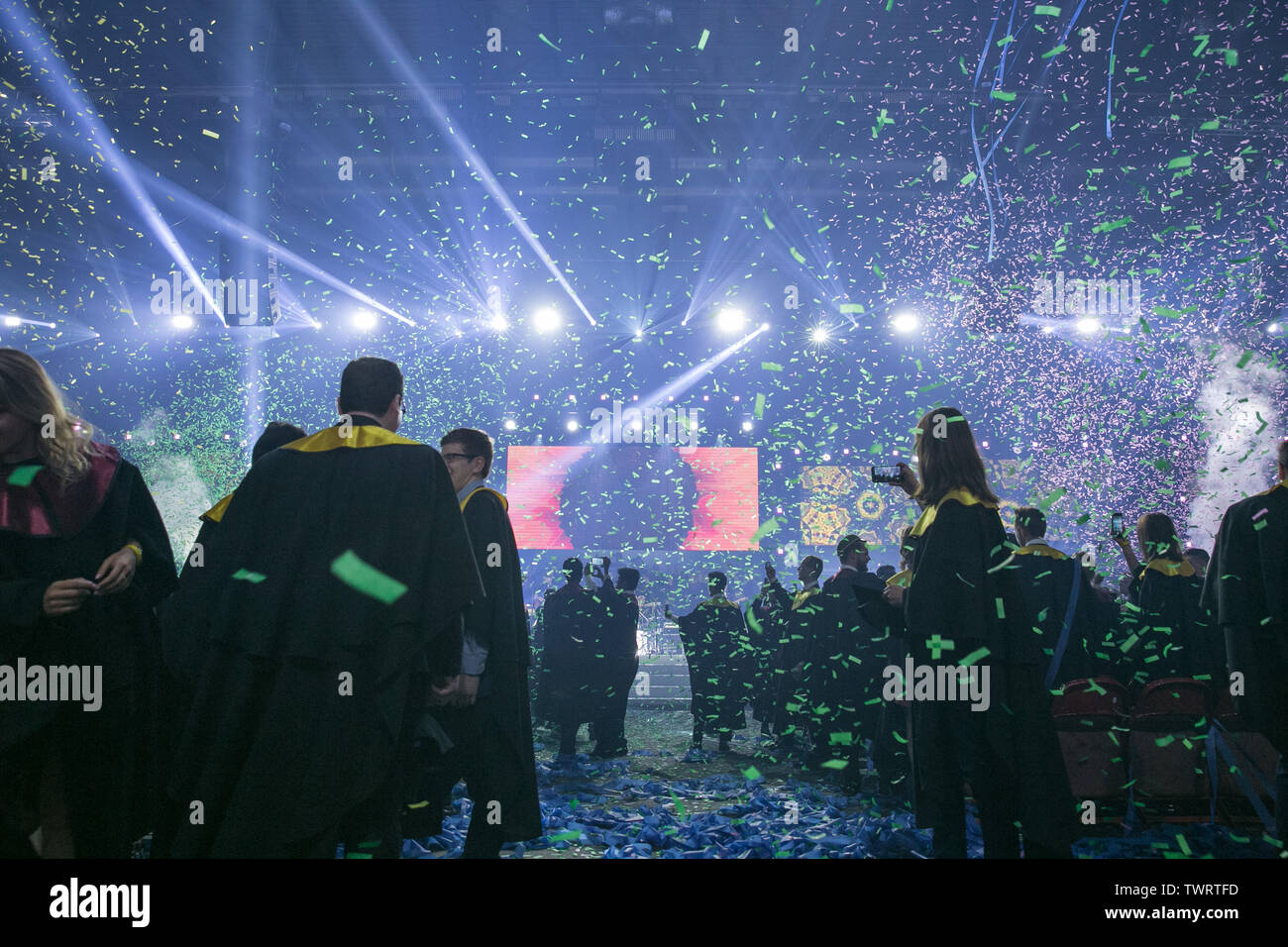 City Riga, Latvian republic. Graduation ceremony, young students ...