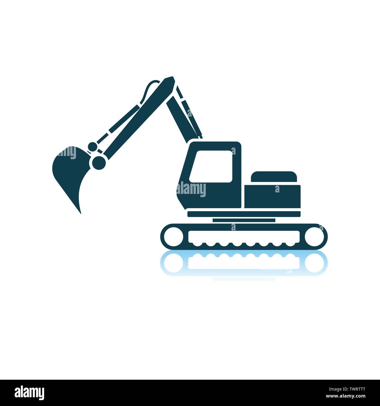 Icon Of Construction Excavator. Shadow Reflection Design. Vector ...