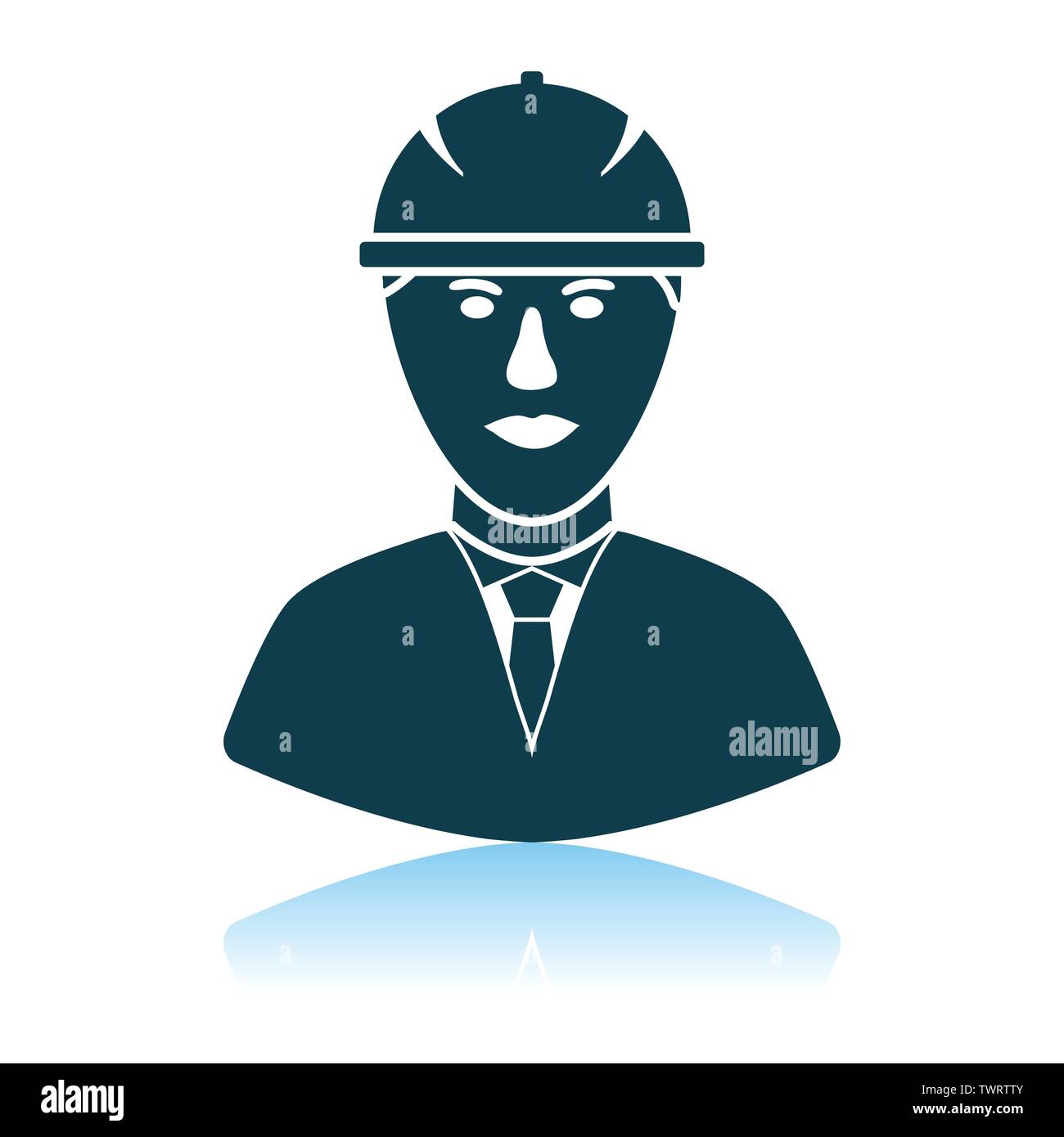 Icon Of Construction Worker Head In Helmet. Shadow Reflection Design ...