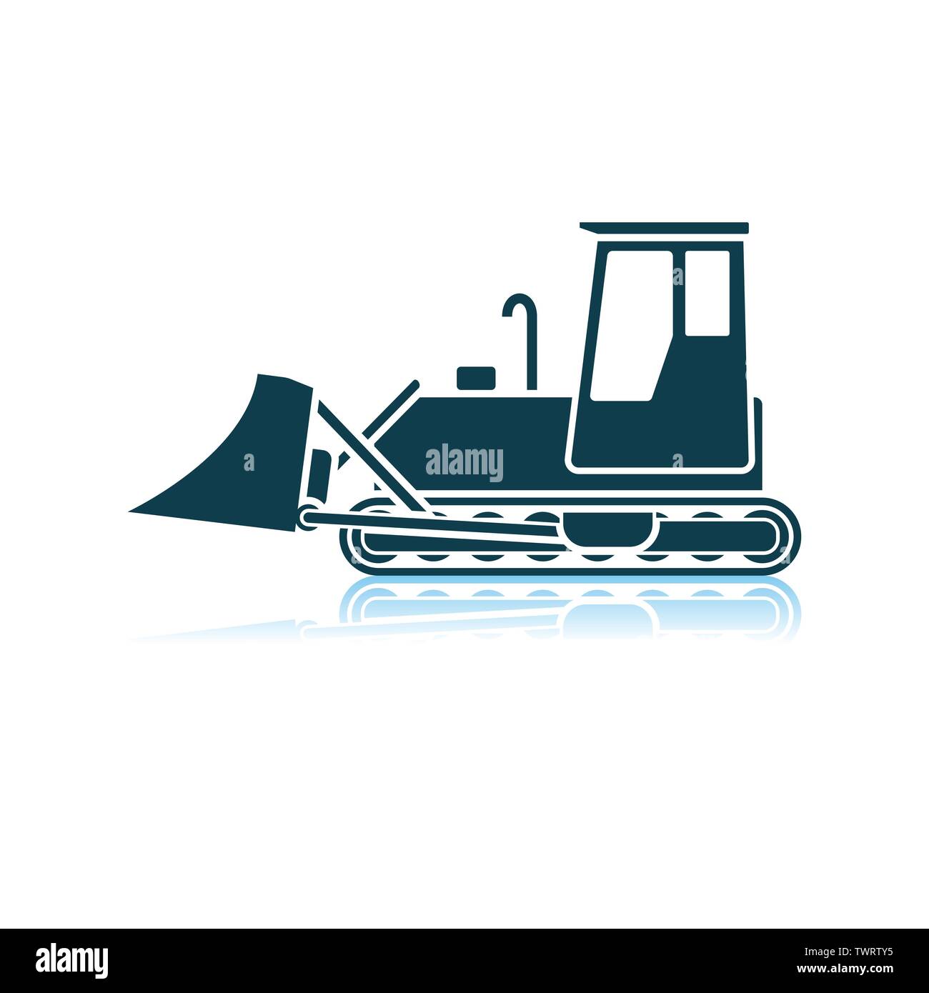 Icon Of Construction Bulldozer. Shadow Reflection Design. Vector ...