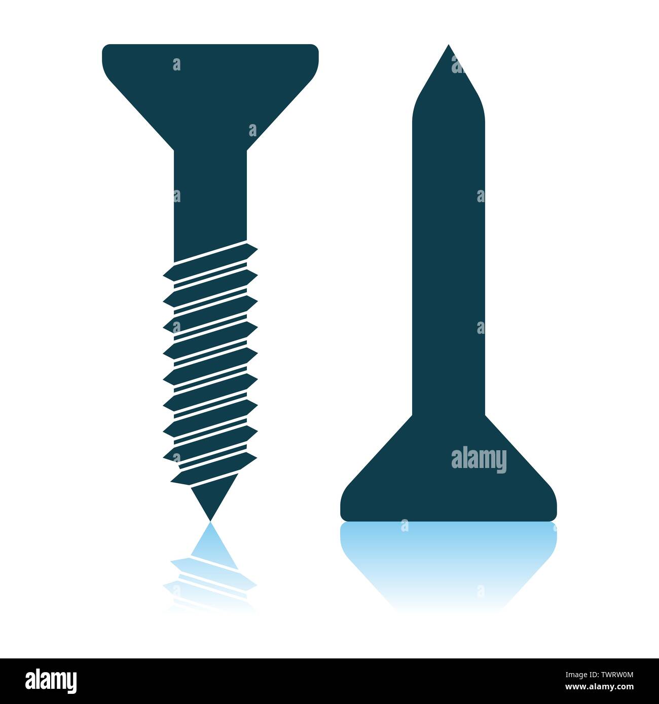 Icon Of Screw And Nail. Shadow Reflection Design. Vector Illustration ...