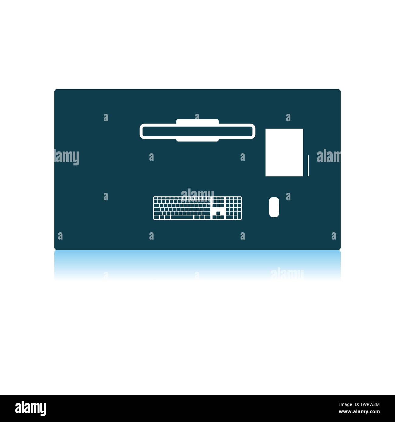 Office Table Top View Icon. Shadow Reflection Design. Vector ...