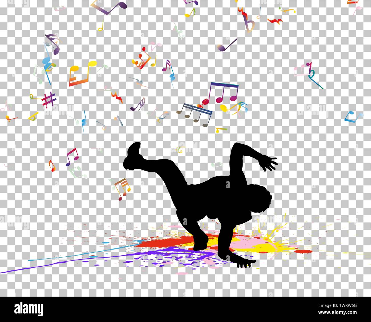 Dancer on a grunge background with notes. Vector illustration Stock ...
