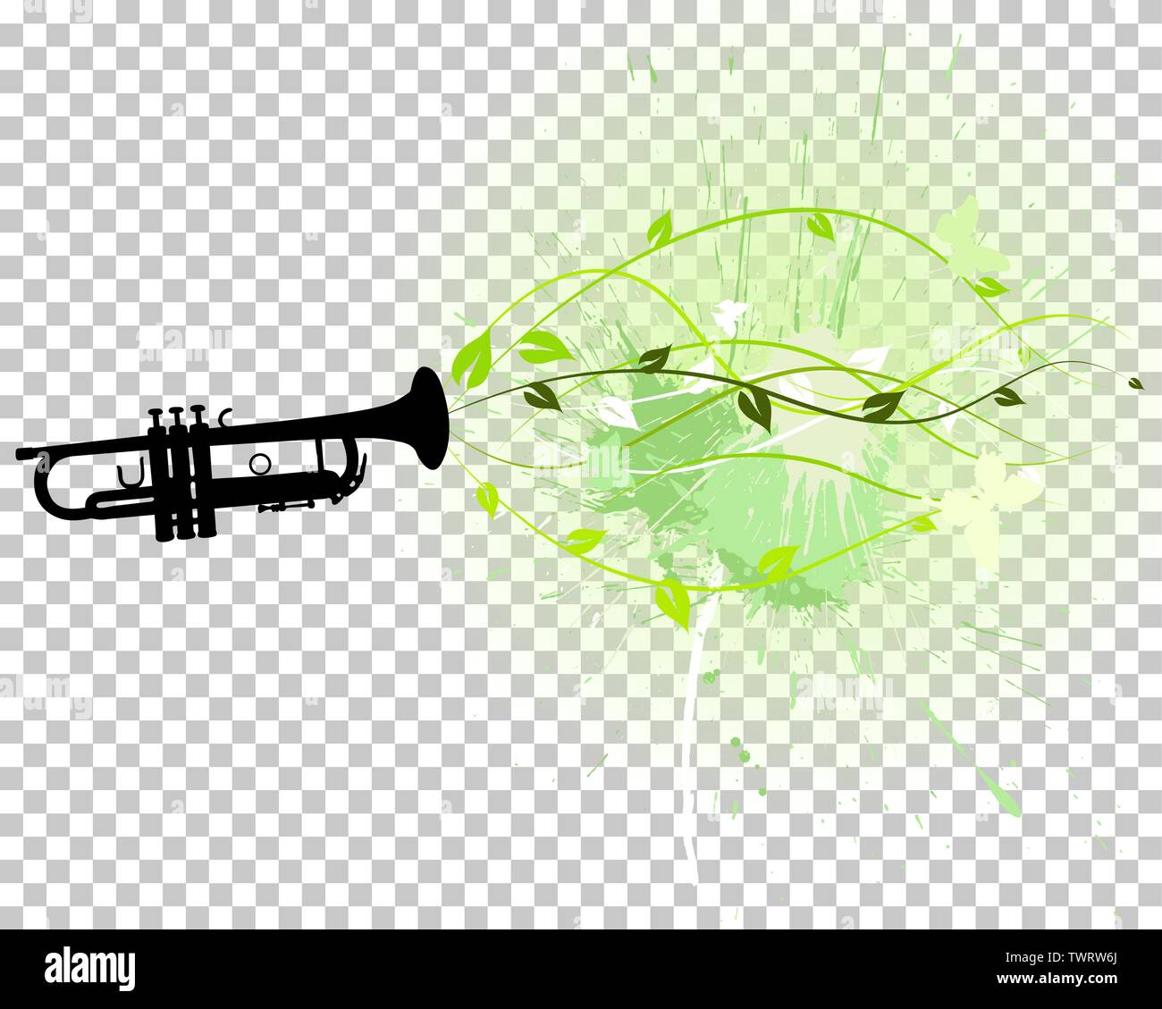 Wind instrument with Floral border for design use. Vector illustration ...