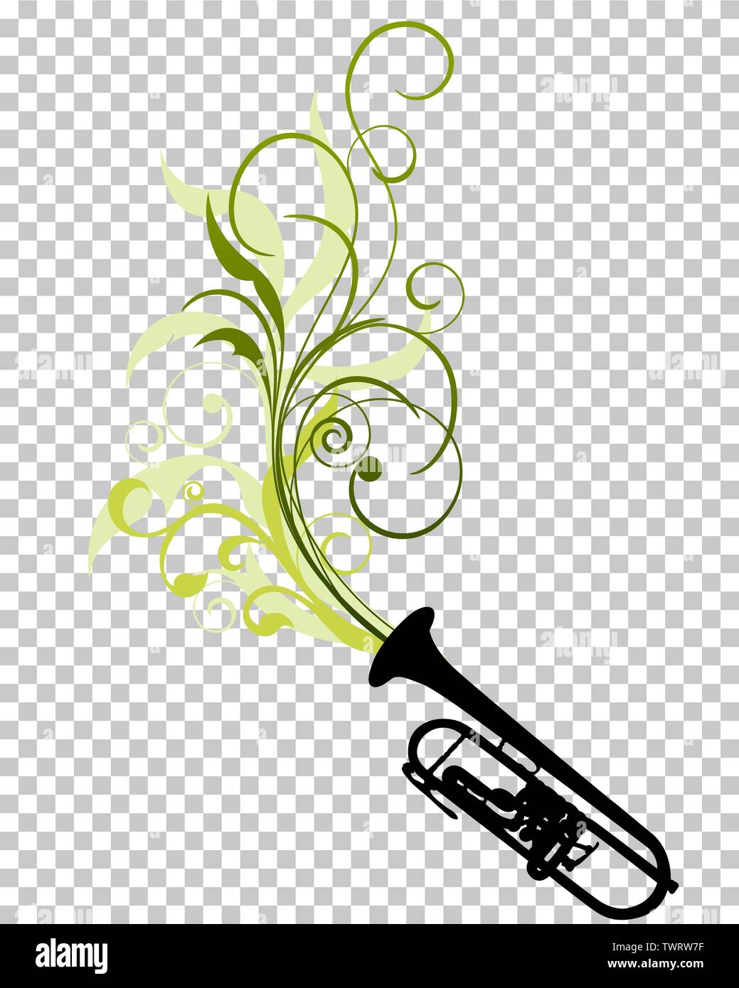 Wind instrument with Floral border for design use. Vector illustration ...