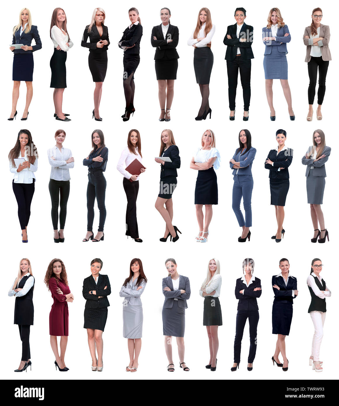 collage of successful modern businesswoman. isolated on white Stock ...