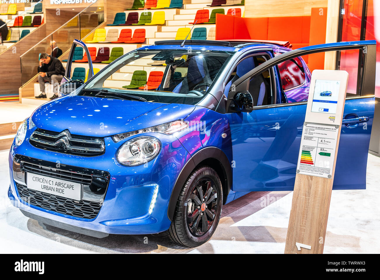 Paris, France, Oct 09, 2018 metallic blue Citroen C1 AirSpace Urban ...