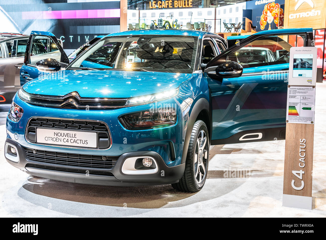 Paris, France, October 09, 2018: metallic blue Citroen C4 Cactus at ...
