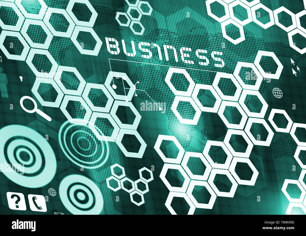 Digital business background image with icons on media screen Stock ...