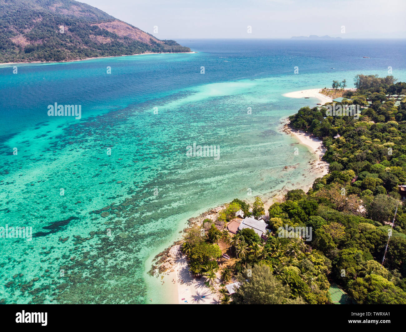 Aerial view of coral reef in emerald sea at lipe island Stock Photo - Alamy
