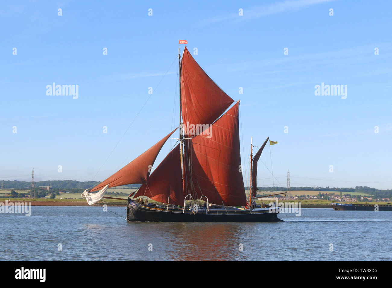 Thames Estuary, United Kingdom. 22nd June, 2019. SB Thalatta sails ...