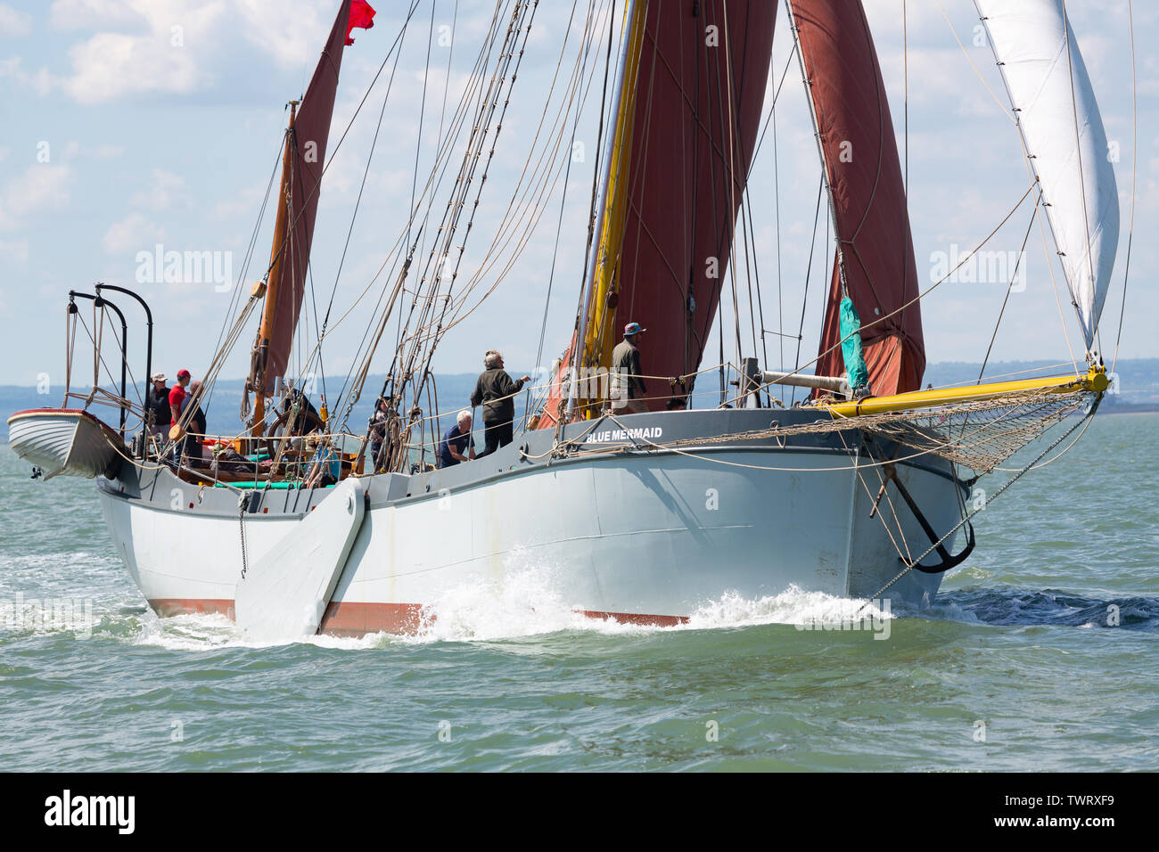 Thames Estuary, United Kingdom. 22nd June, 2019. Newly-built sailing ...