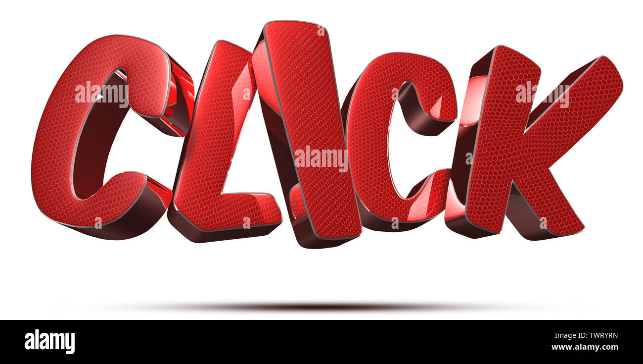 click 3d rendering on white background.(with Clipping Path Stock Photo ...