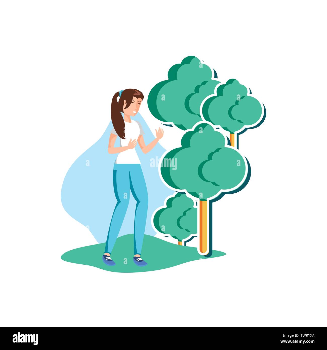 Tree and avatar woman design, Nature plant summer season environment ...