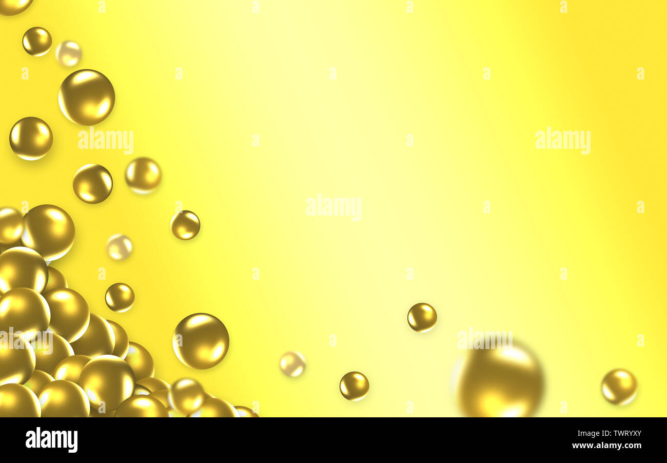 Gold balls 3D illustration are falling from a height Stock Photo - Alamy