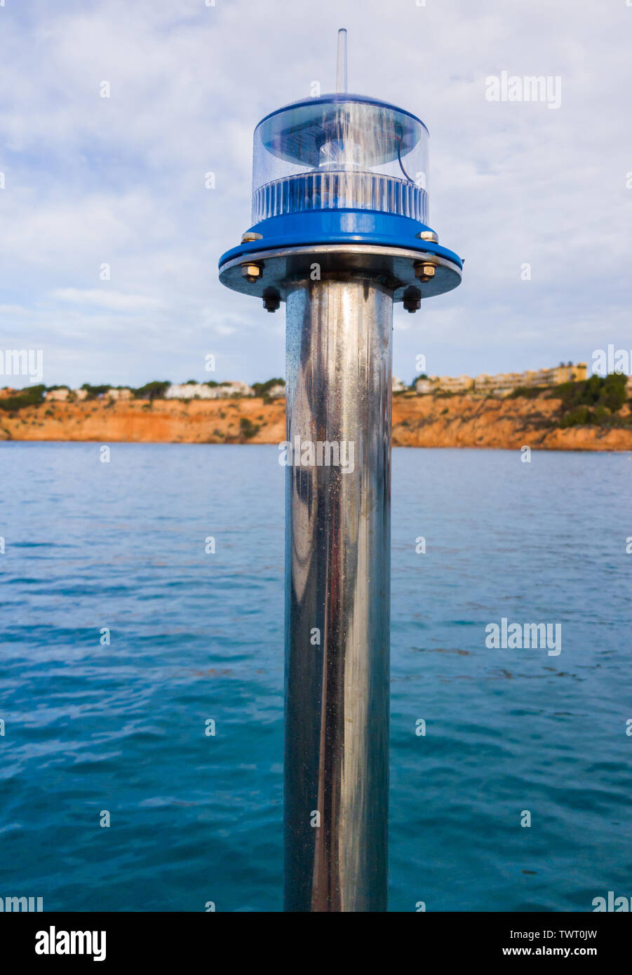 Column lighting of the piers in the Marina Stock Photo - Alamy