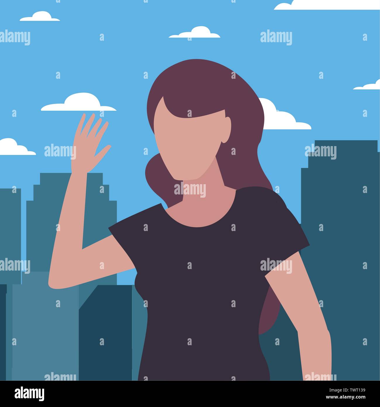woman avatar character cityscape background vector illustration Stock ...