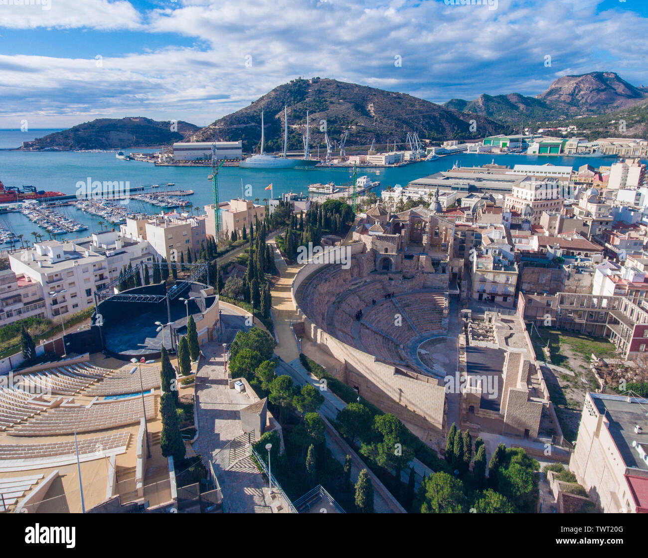 Panorama of the Spanish city of Cartagena. Aerial view Stock Photo - Alamy