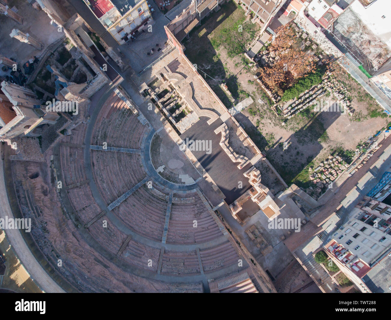 Top view of the Roman amphitheatre in Cartagena Stock Photo - Alamy