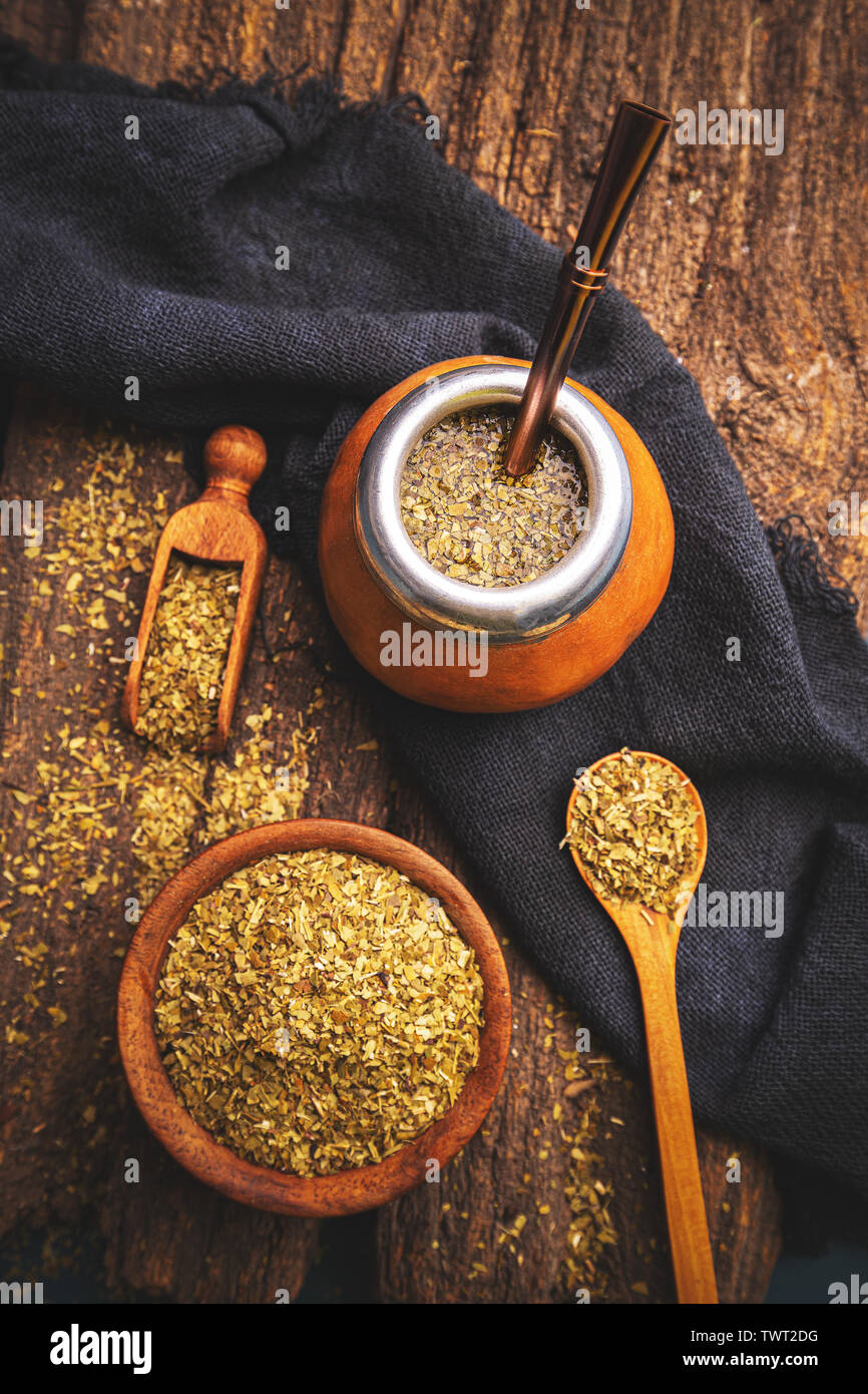 Still life with traditional yerba mate tea popular in latin america ...