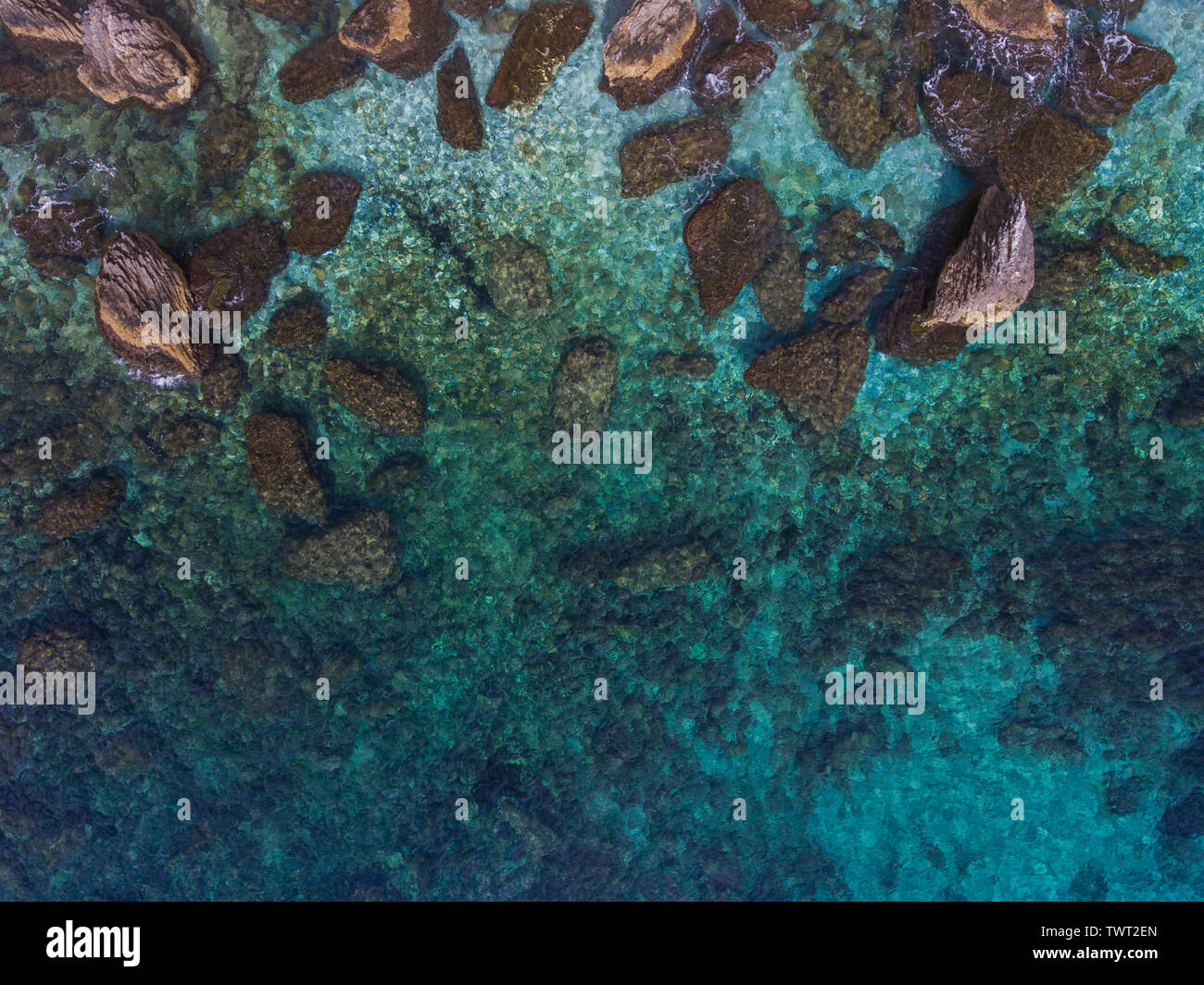 Aerial view tropical beach boulders hi-res stock photography and images ...