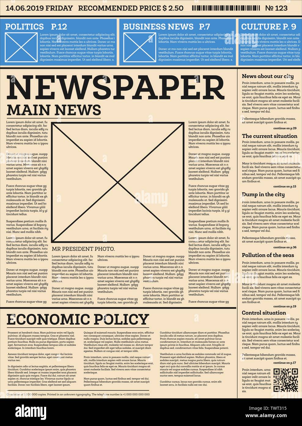 Newspaper template hi-res stock photography and images - Alamy