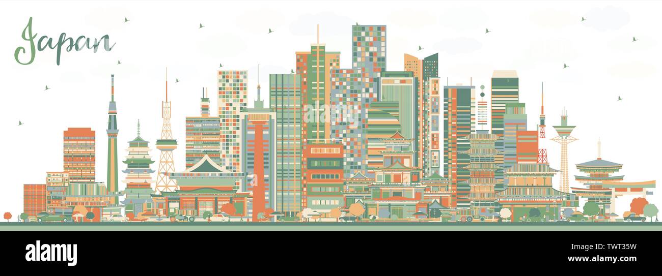 Japan City Skyline with Color Buildings. Vector Illustration. Tourism ...