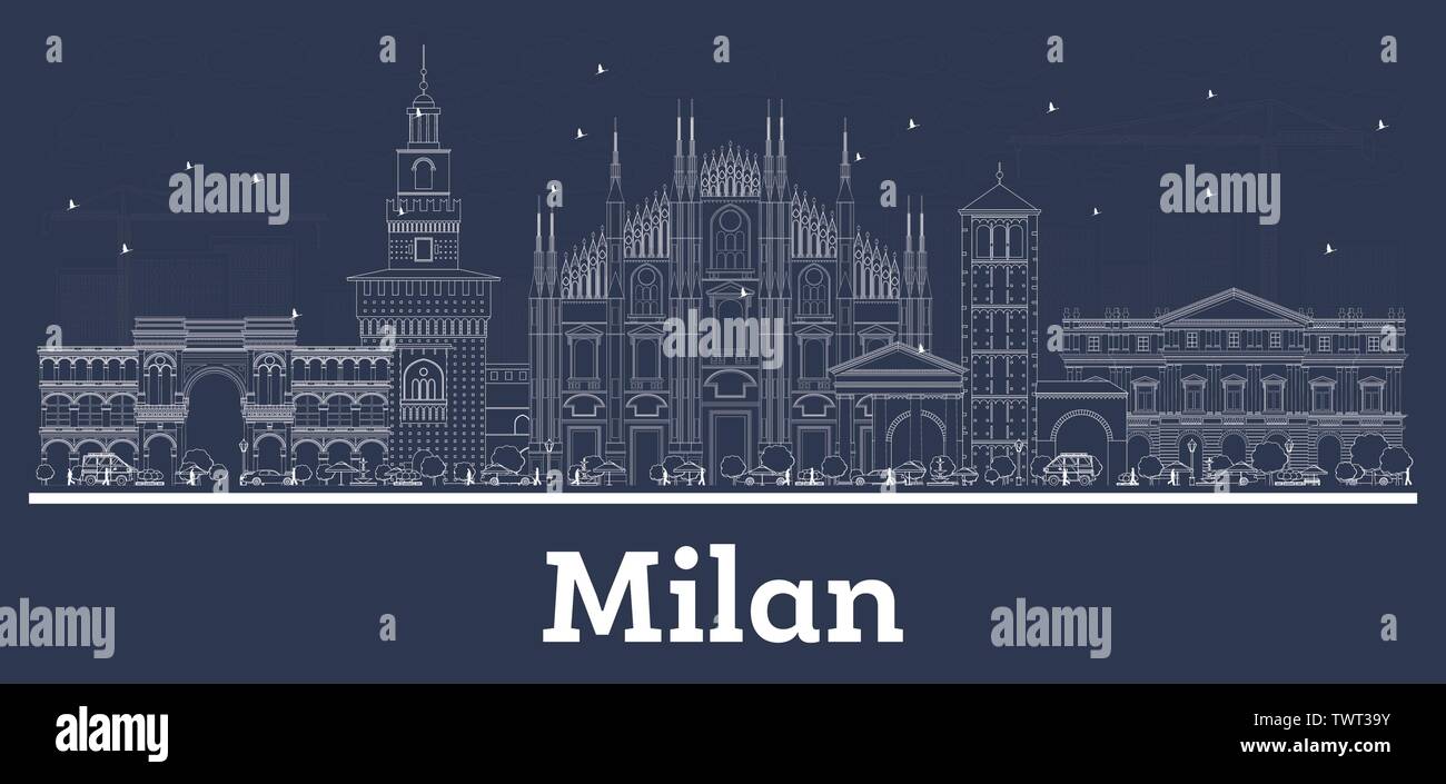 Outline Milan Italy City Skyline with White Buildings. Vector ...