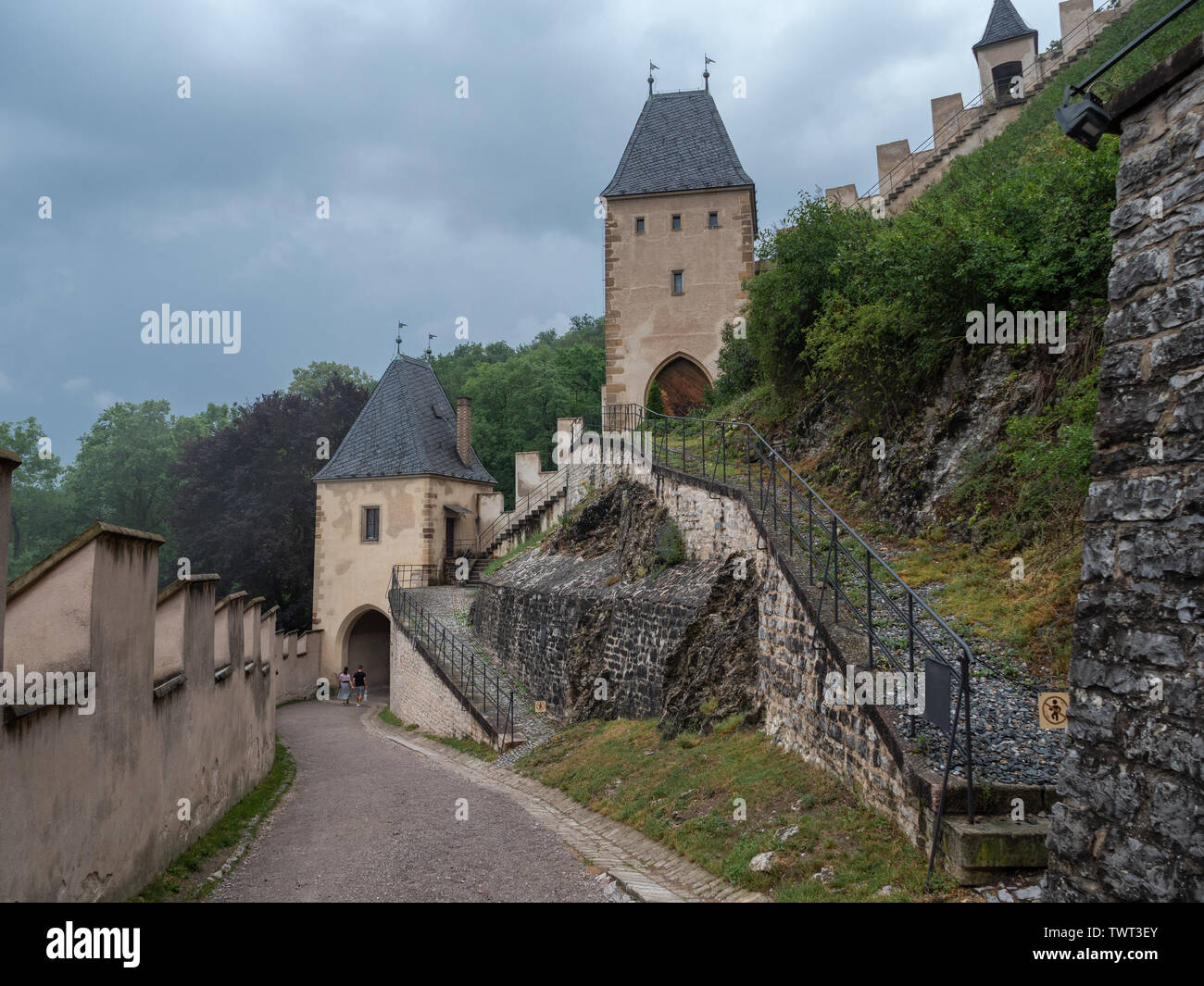 Karlstejn, Czech Republic - June 22 2019: Entrance to Gothic Karlstejn ...