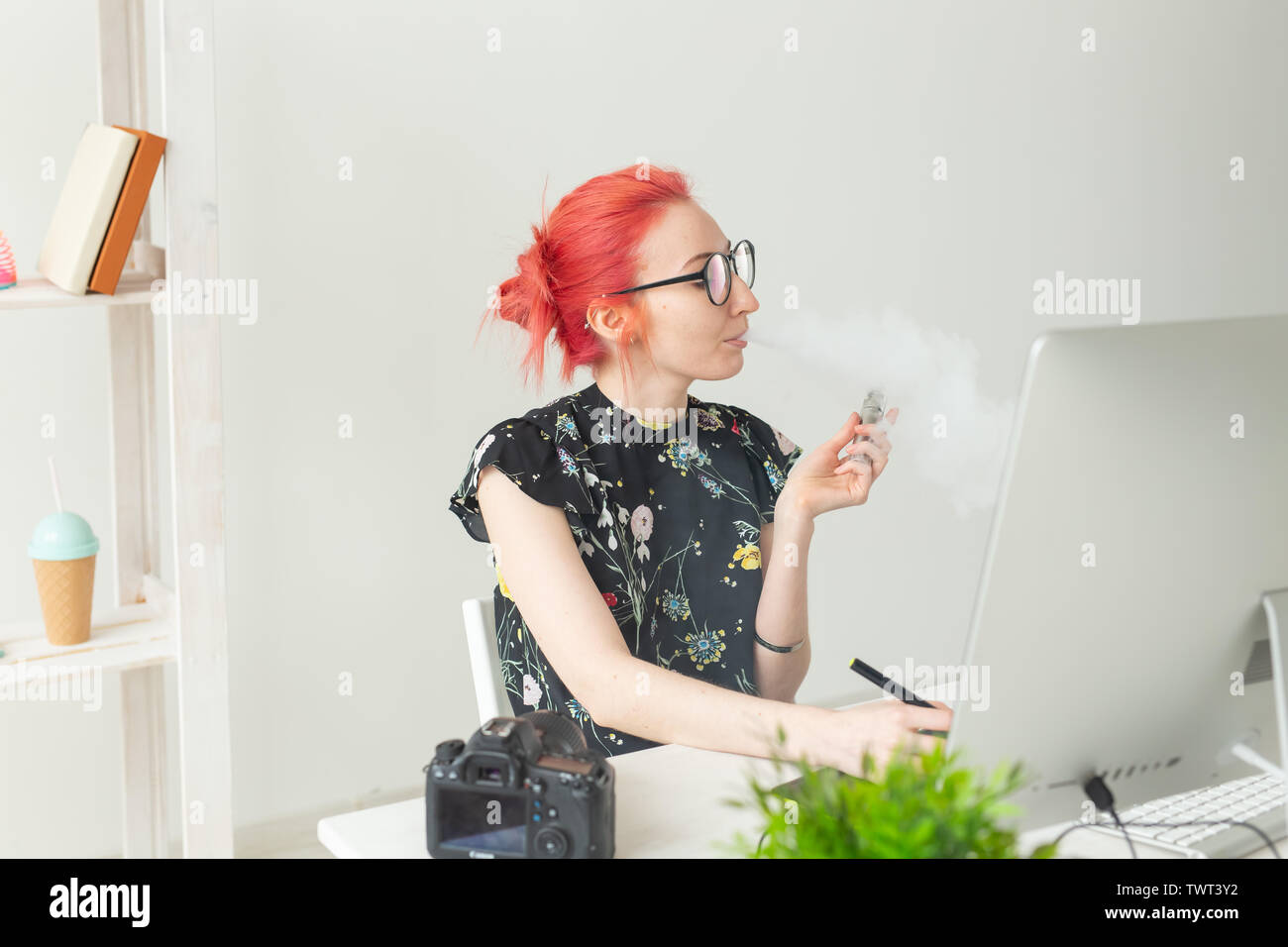 Creative, graphic designer, people concept - young creative woman ...