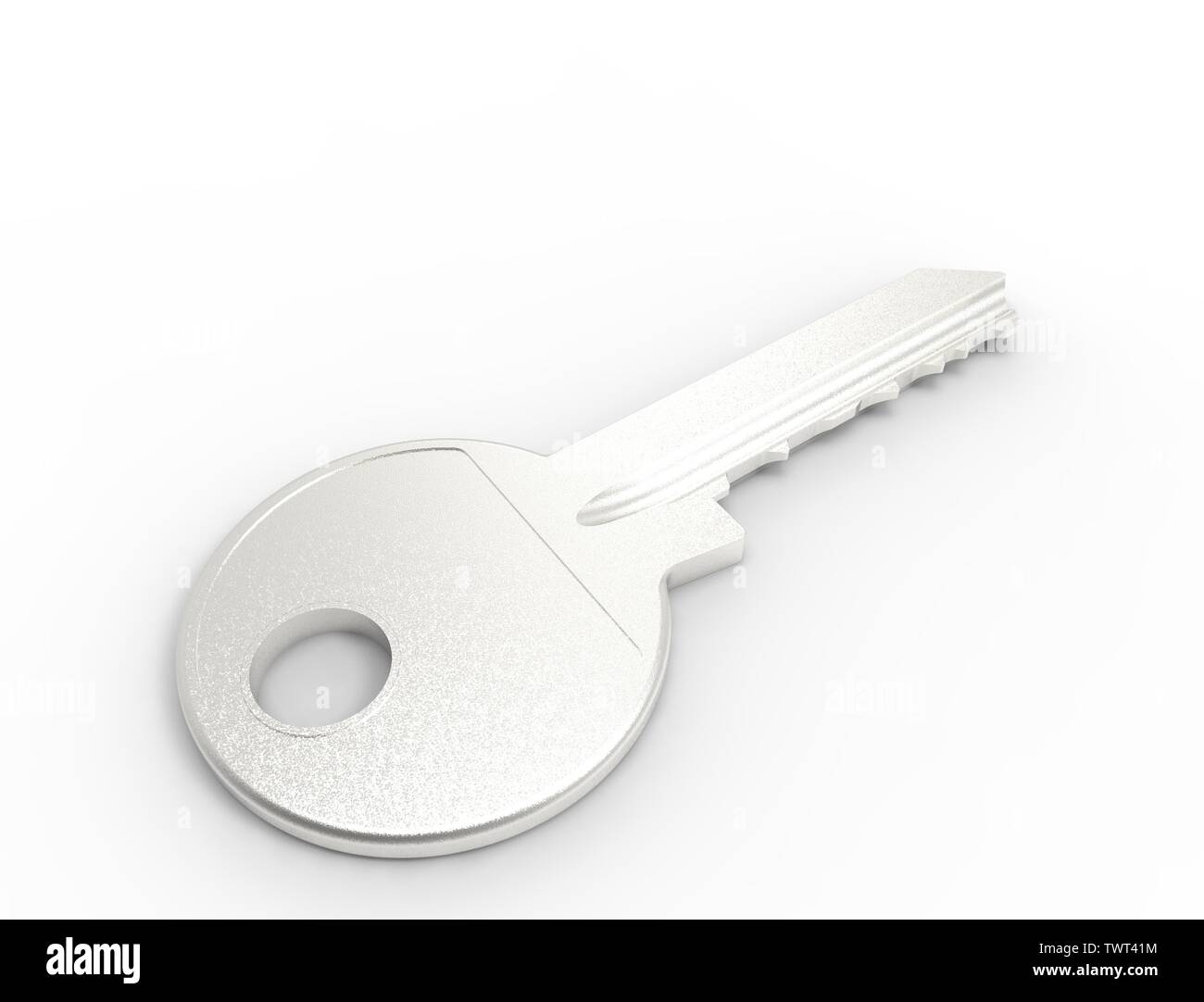 3d rendering of a metal key isolated in white studio background Stock ...