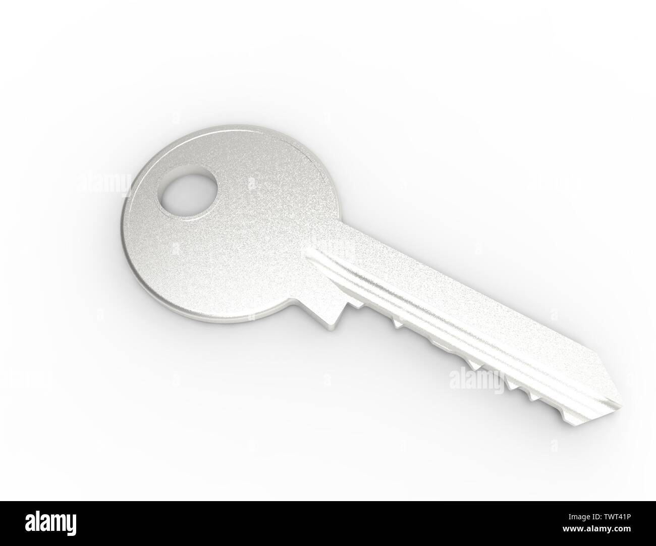 3d rendering of a metal key isolated in white studio background Stock ...
