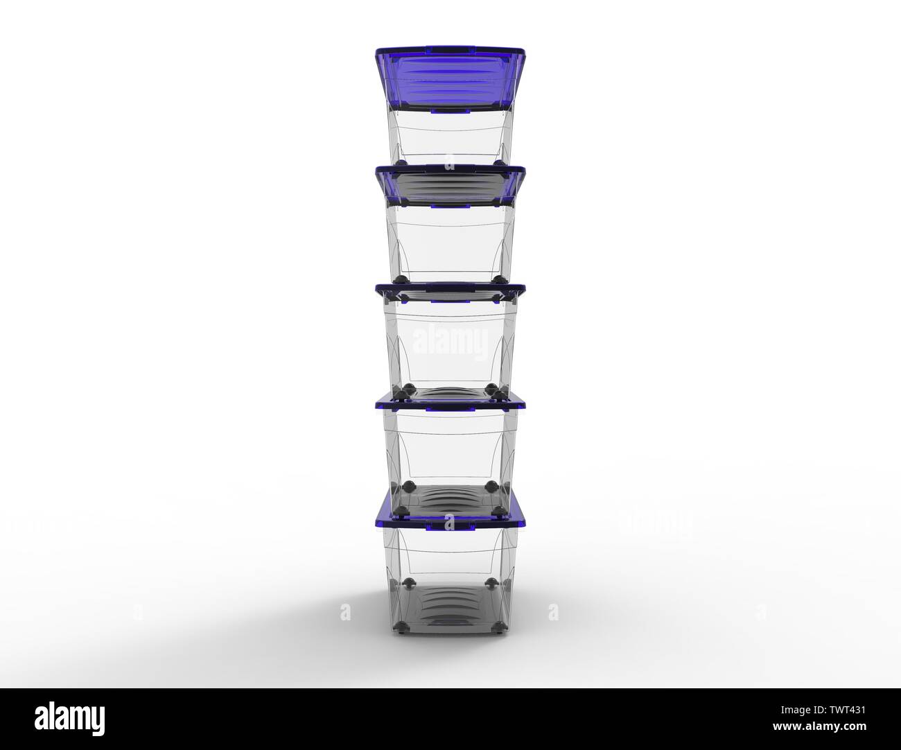 3d rendering of a plastic see through storage box isolated in white ...