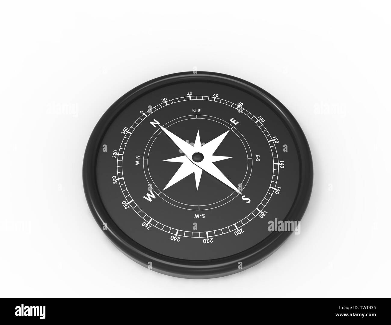 3d rendering of a compass north west south east isolated in white ...