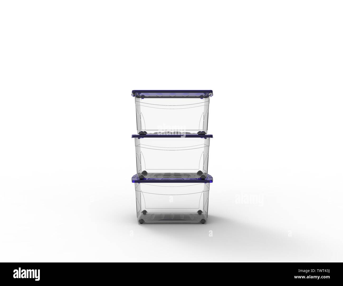 3d rendering of a plastic see through storage box isolated in white ...