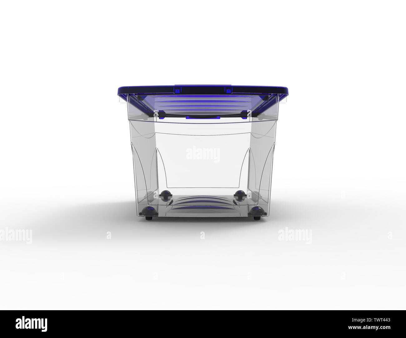 3d rendering of a plastic see through storage box isolated in white ...