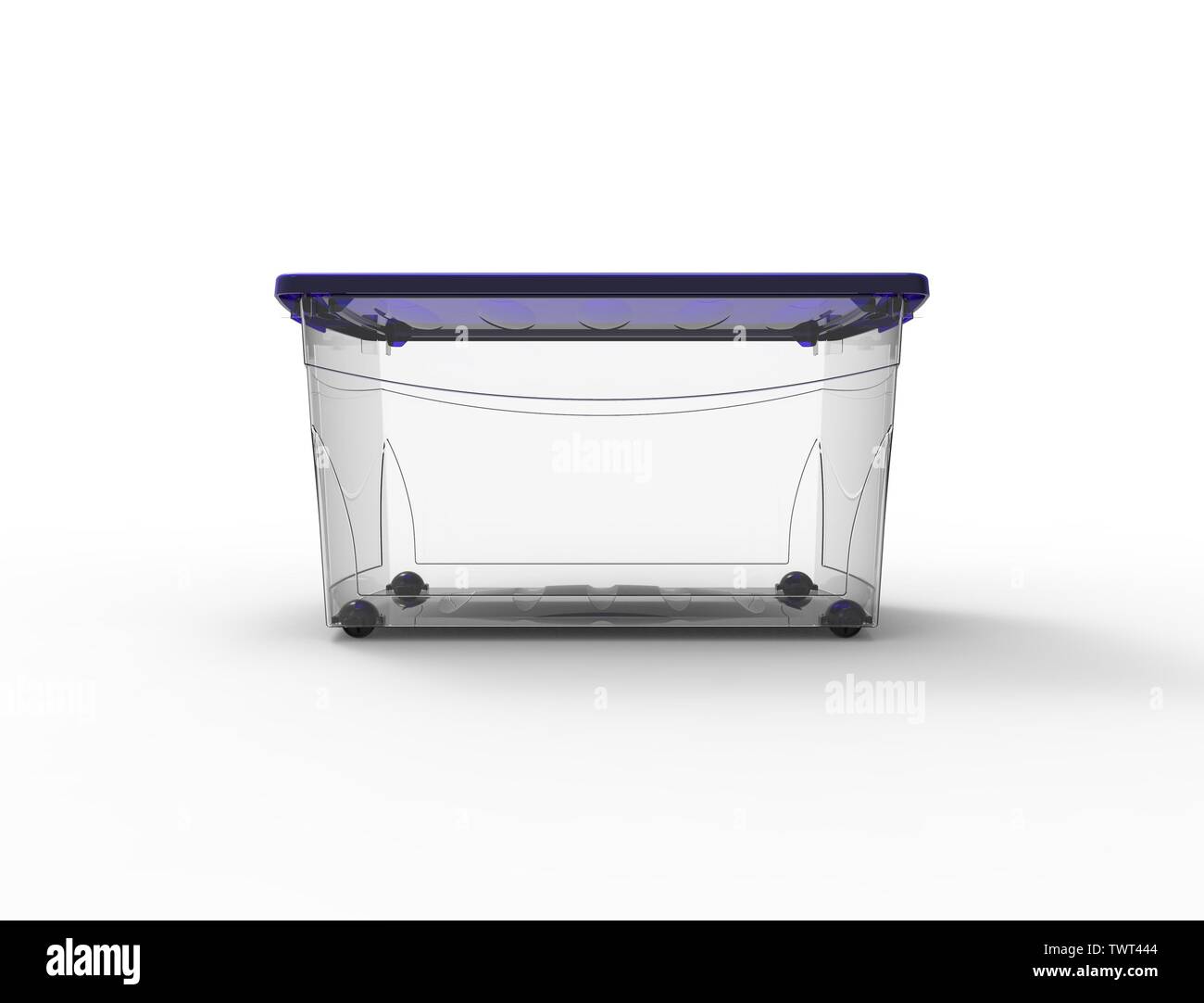 3d rendering of a plastic see through storage box isolated in white ...