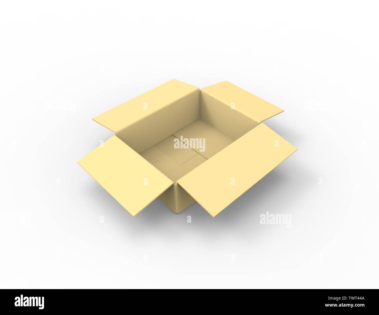 3d rendering of a cardboard beige box isolated in white background ...