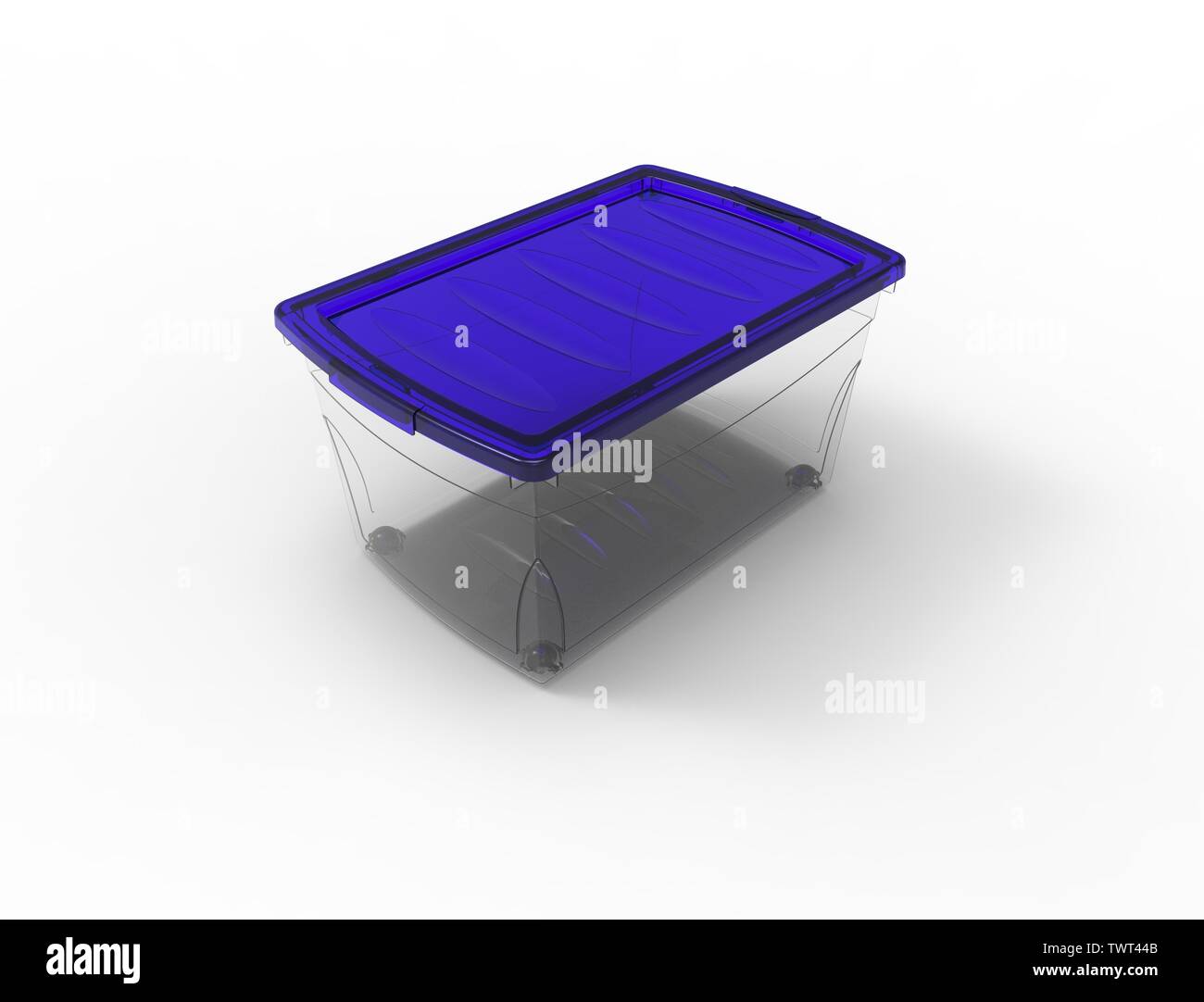 3d rendering of a plastic see through storage box isolated in white ...