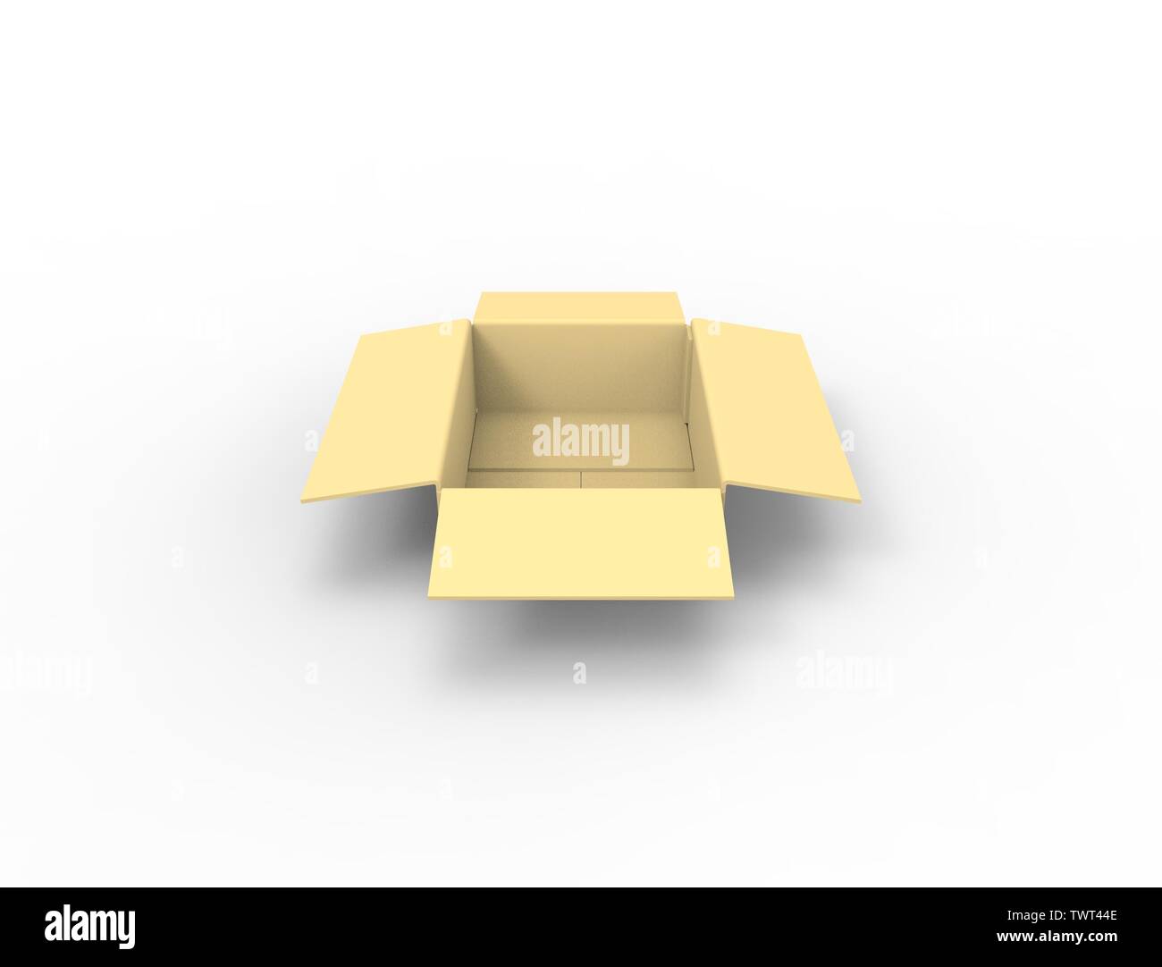 3d rendering of a cardboard beige box isolated in white background ...
