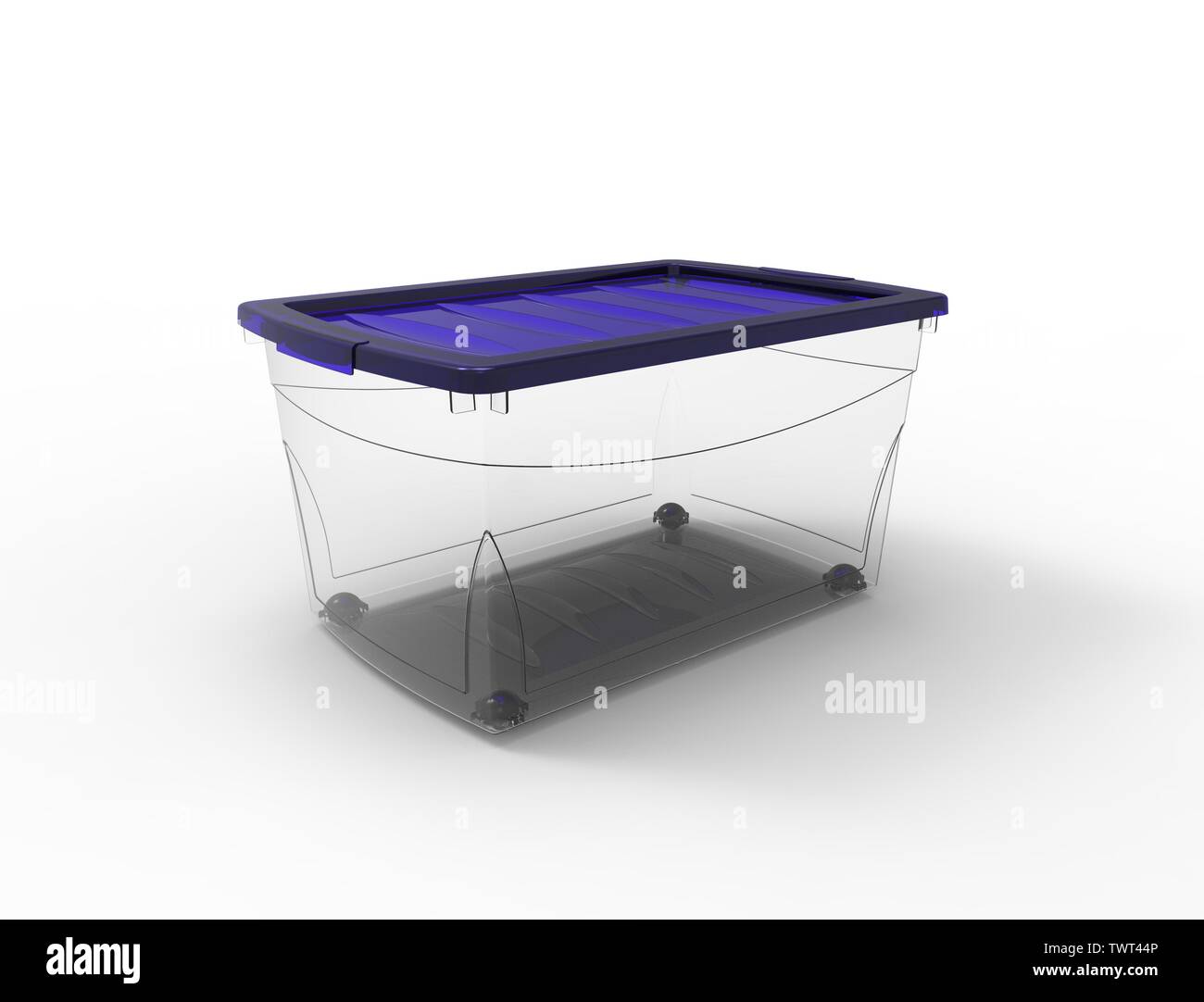 3d rendering of a plastic see through storage box isolated in white ...