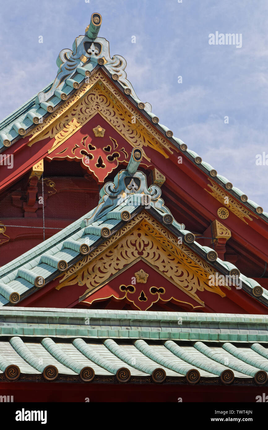 Kanda Myojin temple architectural detail, Akihabara district, Tokyo ...