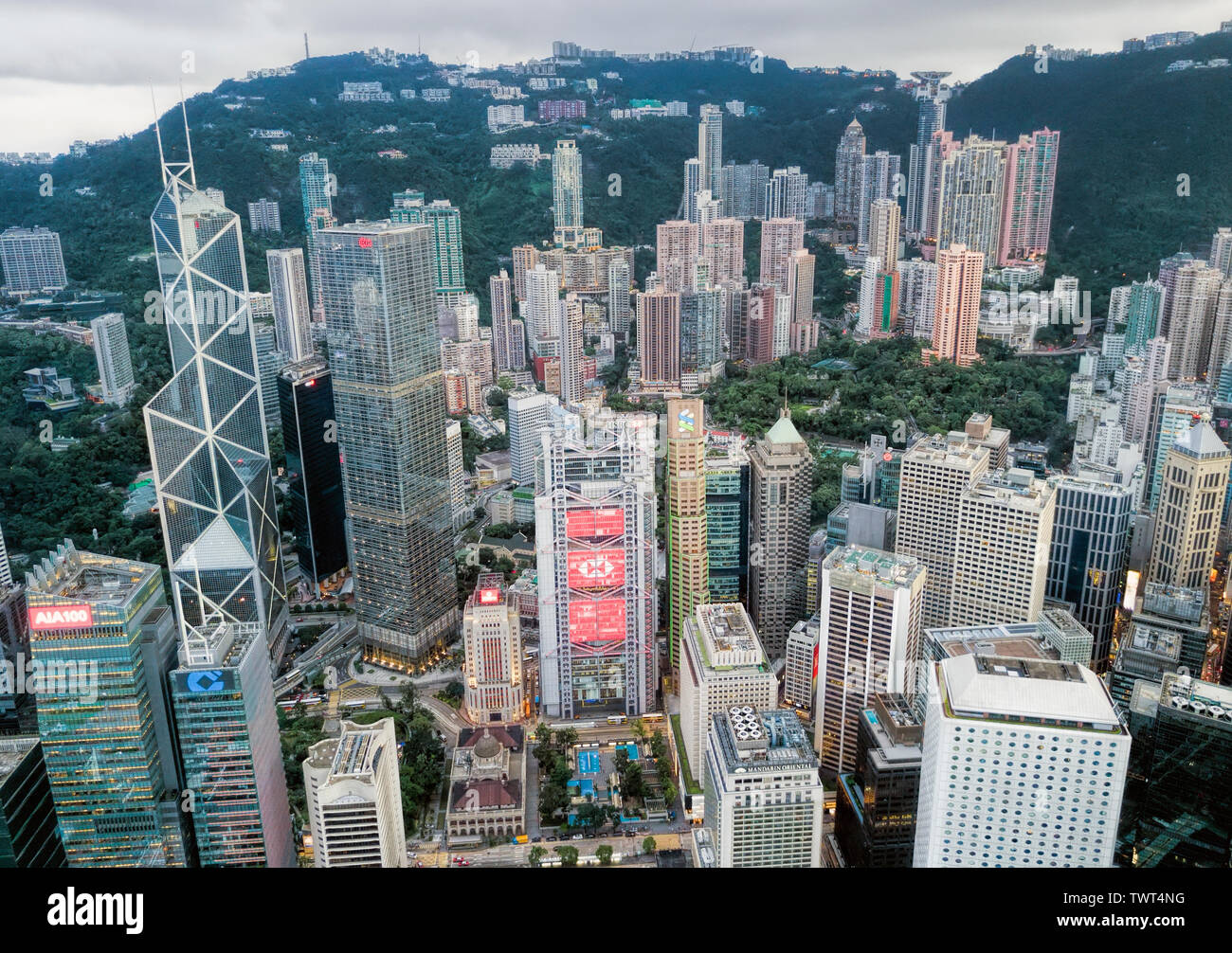 Aerial of Central Financial District, Hong Kong, China Stock Photo - Alamy