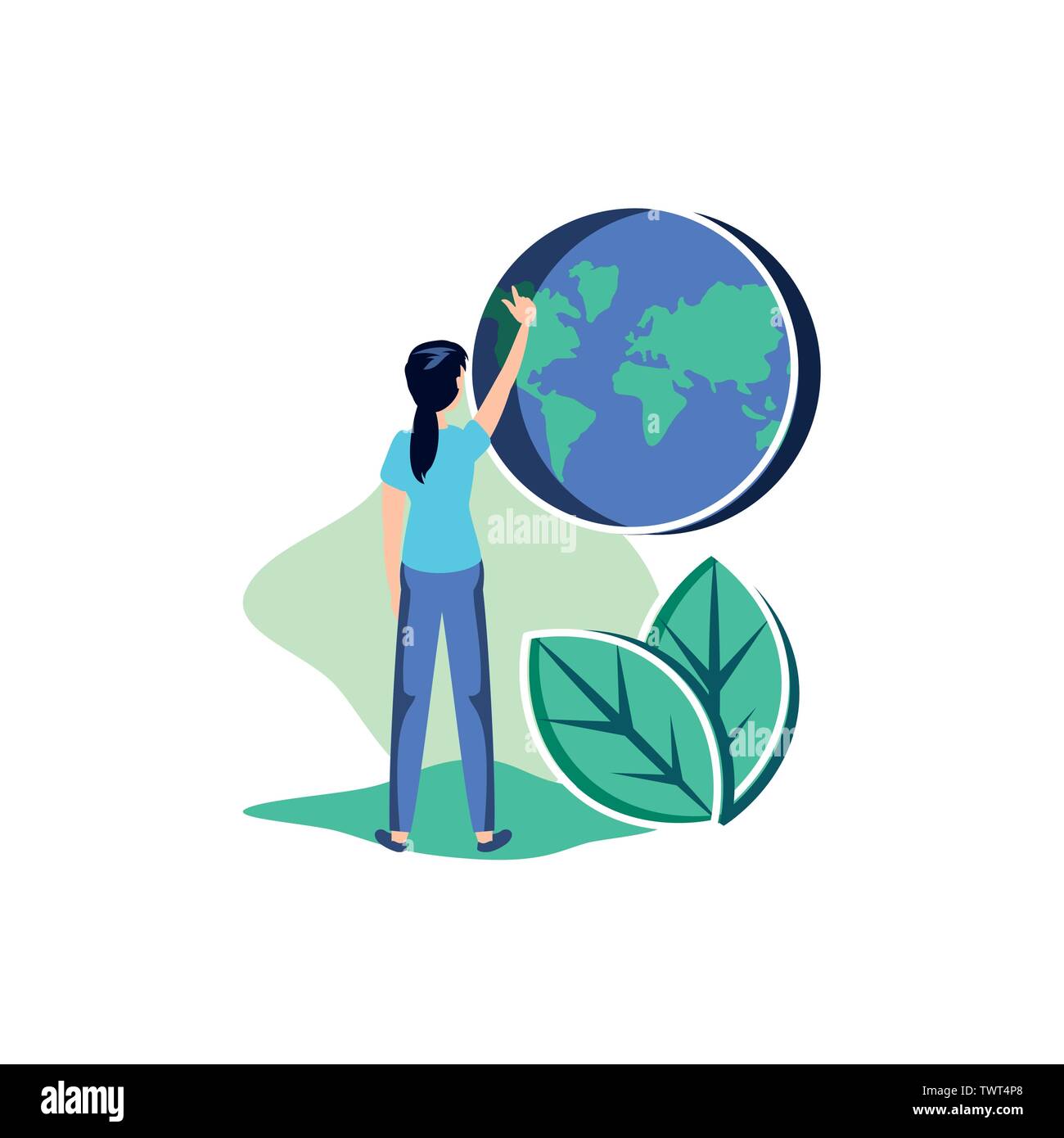 Woman avatar and planet design, Sustainability eco friendly green ...