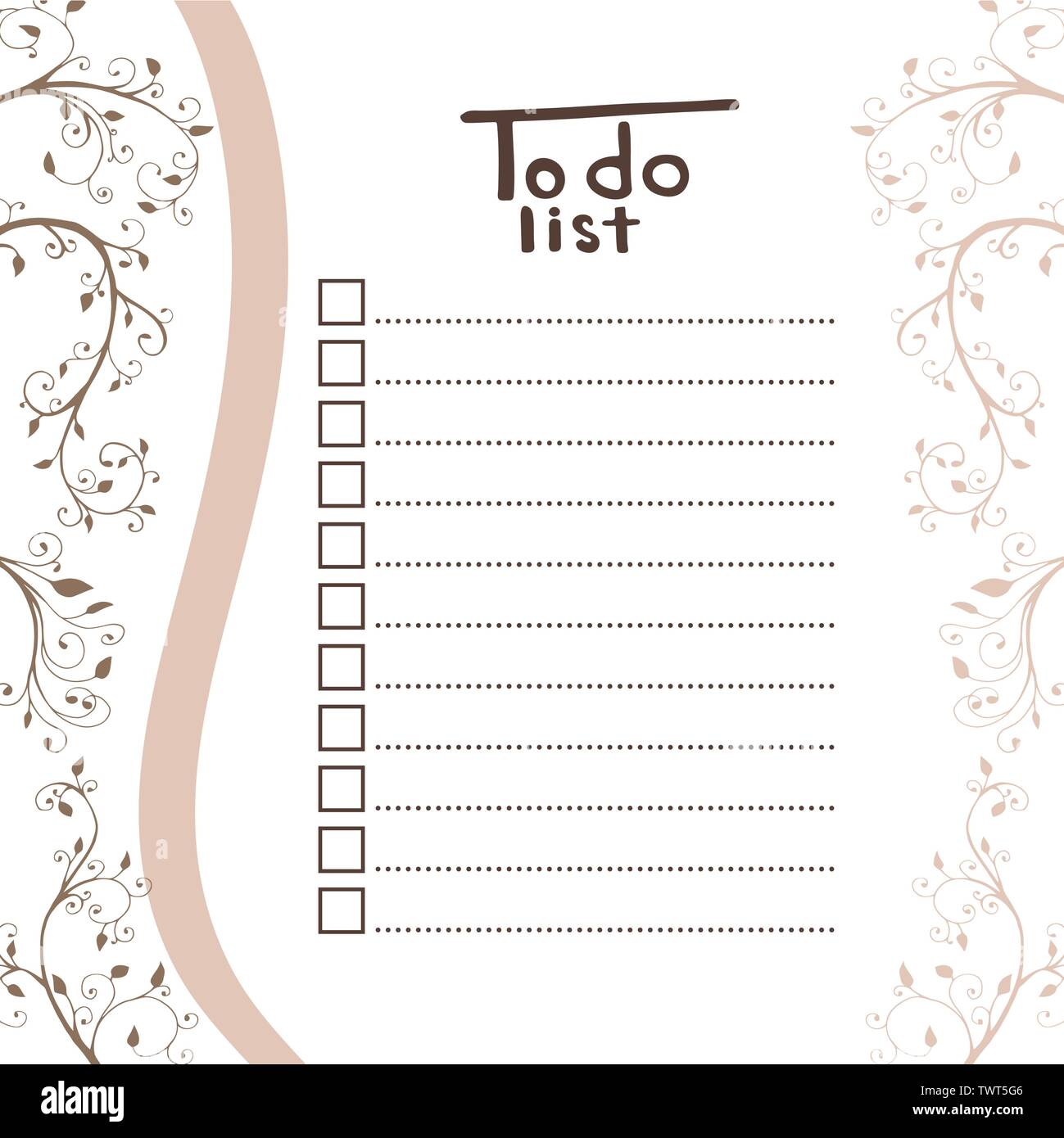 To do list. Design with abstract plants and flowers. Vector ...