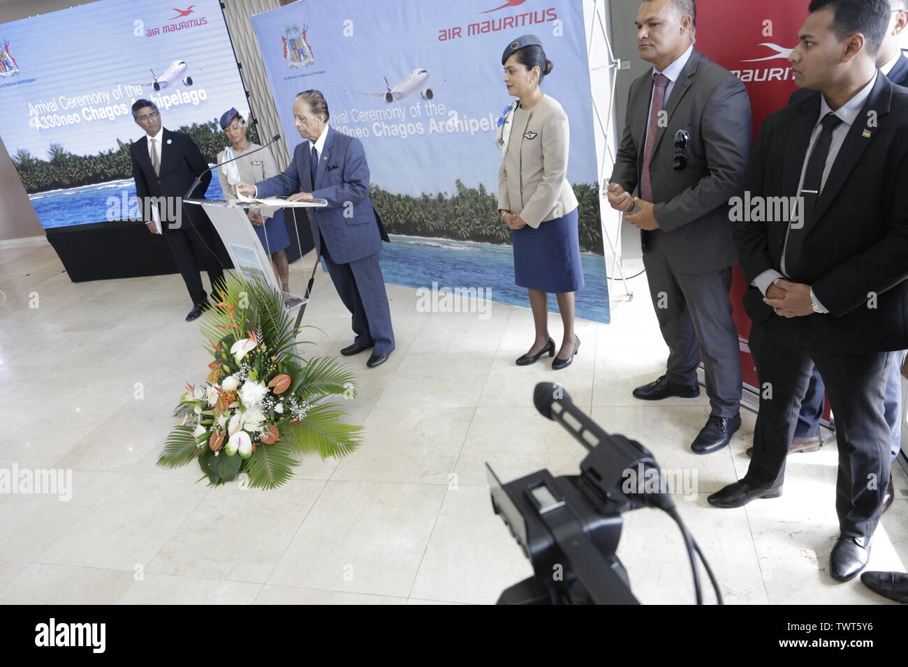 Le Chagos Archipelago a atterri à Maurice, vendredi 21 juin Stock Photo ...
