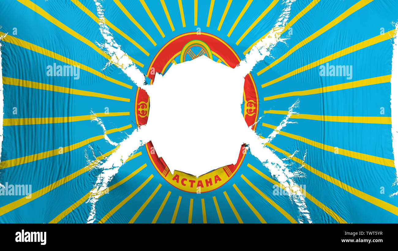 Astana flag with a hole Stock Photo - Alamy