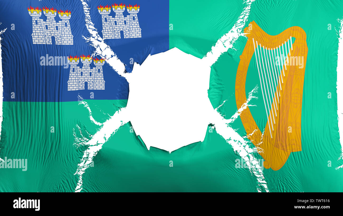 Dublin flag with a hole Stock Photo - Alamy
